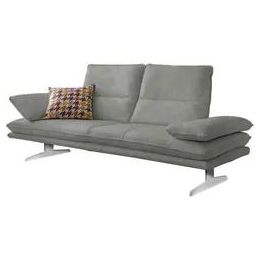 2-Sitzer W.Schillig "broadway, Designsofa mit tollem Sitzkomfort", grau (grau s37), B:216cm H:94cm T:96cm, Stoff S37 (100% Polyester): Luxus-Microfaser in Lederoptik, Sofas, Sitztiefenverstellung, Kopfteil- & Seitenteilverstellung, Breite 216cm