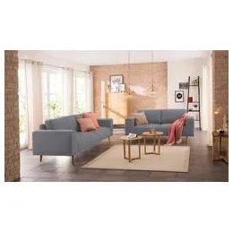 3-Sitzer Home Affaire "Lasse", grau, B:239cm H:84cm T:89cm, Struktur fein( 100% Polyester);Filzoptik (100% Polyester);Luxus-Microfaser (100% Polyester), Sofas, im scandinavischem Stil mit Holzf&uuml;&szlig;en