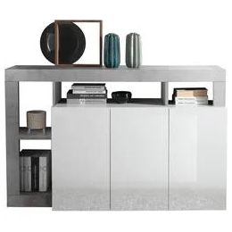 Sideboard Home Affaire "Hamburg", grau (wei&szlig;, betonoptik), B:146cm H:93cm T:42cm, Sideboards, Sideboard, Breite 146 cm