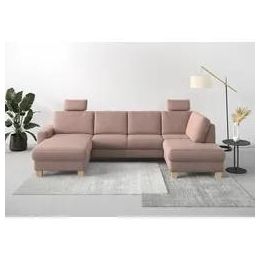 Wohnlandschaft Home Affaire "Summer U-Form", rosa (altrosa), B:314cm H:91cm T:170cm, 95% Polyester, 5% Polyamid, Sofas, Wohnlandschaft, mit oder ohne Bettfunktion und Bettkasten, Cord-Bezug