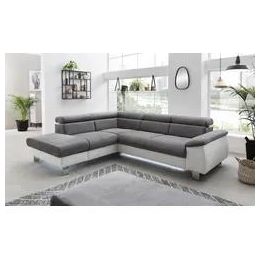 Ecksofa COTTA "Komaris L-Form, B: 249 cm", wei&szlig; (wei&szlig;, stone), B:249cm H:72cm T:100cm, Microfaser PRIMABELLE (100% Polyester);Kunstleder SOFTLUX;Feinstruktur (100% Polyester);Kunstleder SOFTLUX/Struktur (100% Polyester);NaturLEDER, Sofas, Ecksofa, mit Kopfteilverstellung, optional Bettfunktion, Bettkasten & Licht