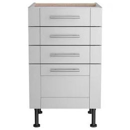 Unterschrank KOCHSTATION "KS-Ahus", grau (hellgrau matt, hellgrau), B:50cm H:87cm T:58,4cm, Schr&auml;nke, Unterschrank, Breite 50 cm