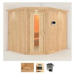 Sauna Karibu "Marit", beige (naturbelassen), Saunaofen, externe Steuerung, 9 kW, Saunen, Ofen 9 KW externe Strg easy