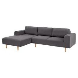 Ecksofa Home Affaire "Lasse L-Form", grau (anthrazit), B:273cm H:90cm T:167cm, Struktur fein( 100% Polyester);Filzoptik (100% Polyester);Luxus-Microfaser (100% Polyester), Sofas, Ecksofa, im scandinavischen Stil mit Holzf&uuml;&szlig;en