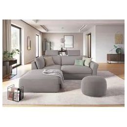 Sit & More Ecksofa SIT & MORE "Cadabra L-Form", beige (sand), B:243cm H:80cm T:198cm, Samtoptik (100% Polyester);Soft clean (98% Polyester, 2% Polyamid);Struktur fein (100% Polyester), Sofas, Ecksofa, Breite 243 cm, inklusive Sitztiefenverstellung