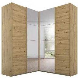 Schwebet&uuml;renschrank Rauch "Schrank Garderobe Eckkleiderschrank QUADRA Front in Dekor/Hochglanz", braun (eiche artisan), B:181cm H:229cm T:187cm, Holzwerkstoff, Schr&auml;nke, Schwebet&uuml;renschrank, extra gro&szlig;er Eckschrank inkl. Schubladeneinsatz MADE IN GERMANY