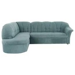 Ecksofa DOMO collection "Pegnitz, zeitlose und elegante R&uuml;ckensteppung, Breite 246cm, L-Form", blau (petrol), B:246cm H:82cm T:180cm, 95% Polyester, 5% Nylon, Sofas, Ecksofa, wahlweise mit Bettfunktion
