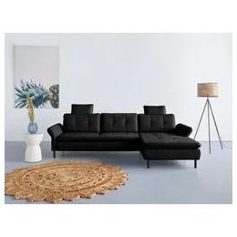 Ecksofa Home Affaire "Birkholm L-Form", schwarz, B:267cm H:83cm T:174cm, 98% Polyester 2% Polyamid, Sofas, Ecksofa, Armlehnverstellung, auch in Easy Clean Bezug - mit Wasser zu reinigen