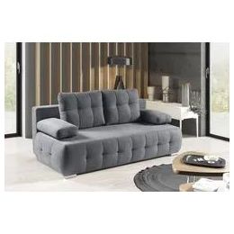 Schlafsofa WERK2 "Indigo Bettsofa mit Bettkasten, Breite 205cm, hochwertige Verarbeitung", grau, B:205cm H:90cm T:95cm, 100% Polyester, Sofas, Schlafsofa, 2-Sitzer Sofa und Schlafcouch mit Federkern & Bettkasten