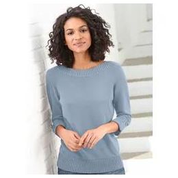 3/4 Arm-Pullover Casual Looks "Pullover", Damen, Gr. 38, blau (eisblau), 50% Baumwolle, 50% Polyacryl, meliert, unifarben, figurumspielend, Pullover