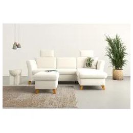 Ecksofa Home Affaire "Trelleborg L-Form", beige (creme), B:249cm H:86cm T:162cm, 100% Polyester, Sofas, Ecksofa, Federkern-Polsterung, wahlweise mit Bettfunktion und Bettkasten