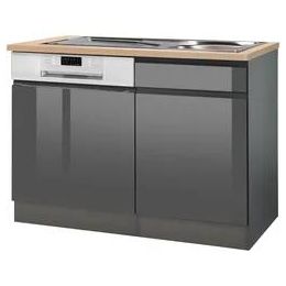 Sp&uuml;lenschrank KOCHSTATION "KS-Virginia", grau (grau hochglanz), B:110cm H:85cm T:60cm, Holzwerkstoff, MDF, Schr&auml;nke, Sp&uuml;lenschrank, 110 cm breit, inklusive Einbausp&uuml;le