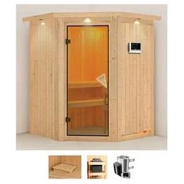 Sauna Karibu "Nanna", beige (naturbelassen), Saunaofen, externe Steuerung, 3,6 kW, Saunen, Ofen 3,6 kW externe Strg.easy