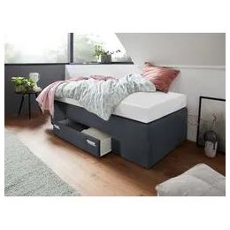 Boxspringbett, grau (anthrazit), B:90cm L:200cm, Bezug Bett: Feinstrukturstoff (77% Polyester, 23%Viskose) oder Microfaser (100% Polyester);Bonnellfederkernmatratze: 100%Polyester;Kaltschaummatratze: 100% Polyester, Bezug abnehm- und waschbar bis 60C, Westfalia Schlafkomfort, Komplettbetten, Boxspringbett, mit integrierter Schublade, frei im Raum stellbar