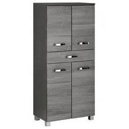 Midischrank Welltime "Ravenna", grau (eichefarben, graphit, rauchfarben), B:60cm H:135cm T:35cm, Schr&auml;nke, Midischrank