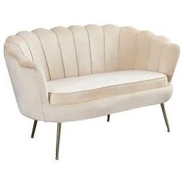 2-Sitzer Salesfever "Clam Komfort-Duo-Sitz", beige, B:136cm H:78cm T:76cm, Samtvelours (100% Polyester), Sofas, Muscheldesign-Breite 136 cm: Pure Extravaganz