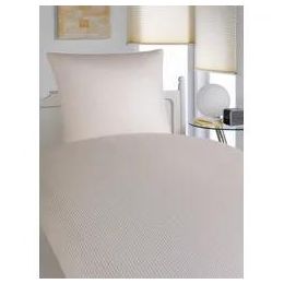 Bettw&auml;sche Elegante "Hamburger Streifen", beige (natur), B/L: 135cm x 200cm, 1 Stk., 1 Stk., Mako-Satin, B/L: 80cm x 80cm, 2 Stk., Mako-Satin, Obermaterial: 100% Baumwolle, Bettw&auml;sche, Bettw&auml;sche, angenehmes Hautgef&uuml;hl