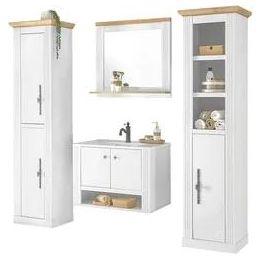Badm&ouml;bel-Set OTTO HOME "WESTMINSTER, Bad im Landhausstil, 4-teiliges Badezimmer", wei&szlig; (pinie wei&szlig; dekor), B:220cm H:203cm T:46cm, Kastenm&ouml;bel-Sets, Badm&ouml;bel-Set, H&auml;nge-Waschtisch, Spiegel, 2 Hochschr&auml;nke, in 2 Farben, Breite 220 cm