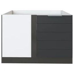 Eckunterschrank KOCHSTATION "KS-Luhe", grau (grau matt, grafit), B:120cm H:82cm T:60cm, MDF, Schr&auml;nke, K&uuml;chenunterschrank Eckschrank, 120 cm breit, hochwertige MDF-Fronten mit waagerechter Lisene