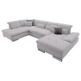 Wohnlandschaft "SO 4100 komfortable Federkernunterfederung, inkl. Kopfteilverstellung", silber (silber 45), B:365cm H:80cm T:225cm, SET ONE BY Musterring, Sofas, Wohnlandschaft, wahlweise Bettfunktion und Sitztiefenverstellung, U-Form