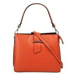 Henkeltasche CLUTY, Damen, Gr. B/H/T: 25cm x 21cm x 12cm onesize, orange, Leder, leicht gl&auml;nzend, unifarben, Taschen, echt Leder, Made in Italy