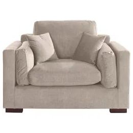 Loveseat Home Affaire "Fresh Pond Sessel", beige, B:140cm H:95cm T:96cm, 100% Polyester, Sessel, weicher Sitzkomfort, incl. Zierkissen, B/T/H: 140/96/95 cm