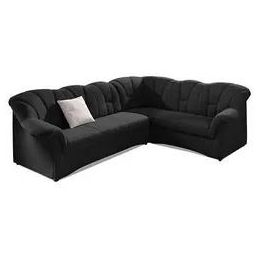 Ecksofa DOMO collection "Papenburg B/T/H: 242/190/84 cm L-Form", schwarz, B:242cm H:84cm T:190cm, Struktur ( 90% Polyester, 10% Polyacryl);Microfaser PRIMABELLE (100% Polyester);Kunstleder SOFTLUX;Luxus-Microfaser (100% Polyester), Sofas, Ecksofa, wahlweise mit Bettfunktion, Langer Schenkel links oder rechts