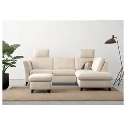Ecksofa Home Affaire "Trelleborg L-Form", beige (creme), B:252cm H:86cm T:213cm, 100% Polyester, Sofas, Ecksofa, wahlweise mit Bettfunktion und Bettkasten, inkl. Federkern-Polsterung