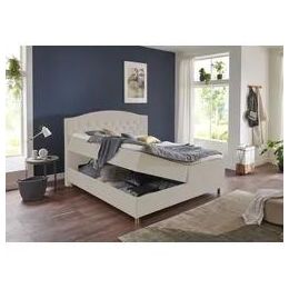Boxbett Home Affaire "Piemont", braun (cremebraun), B:182cm L:212cm, Komplettbetten, Boxspringbett, mit Bettkasten und Topper