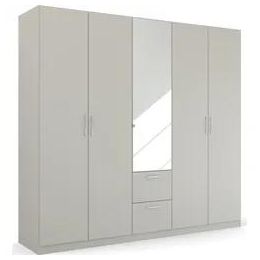 Dreht&uuml;renschrank Rauch "Kleiderschrank Schrank Garderobe Ankleide PURE BY QUADRA SPIN", grau (seidengrau), B:226cm H:210cm T:54cm, Holzwerkstoff, Schr&auml;nke, Dreht&uuml;renschrank, mit Spiegel, in puristischem Design, Griffe alufarben MADE IN GERMANY