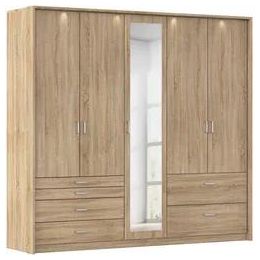 Dreht&uuml;renschrank Rauch "Kleiderschrank Schrank Garderobe W&auml;scheschrank WILDBERG", braun (eiche sonoma), B:230cm H:212cm T:58cm, Holzwerkstoff, Schr&auml;nke, Dreht&uuml;renschrank, mit 6 Schubladen, obere Schublade mit Holz-Einteilung MADE IN GERMANY