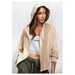 Kapuzensweatjacke BENCH. LOUNGEWEAR, Damen, Gr. 32/34, beige, angeraute Sweatware, Obermaterial: 95% Baumwolle, 5% Elasthan. Kapuzenfutter: 100% Baumwolle, unifarben, Basic, Sweatjacken, mit sportlichen Teilungsn&auml;hten, Loungeanzug