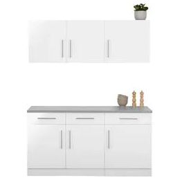 Wiho-K&uuml;chen Pantryk&uuml;che WIHO K&Uuml;CHEN "Cali", wei&szlig; (k&uuml;che: wei&szlig;, front: wei&szlig; glanz, korpus: wei&szlig;, arbeitsplatte: canvas grau), B:160cm T:60cm, Komplettk&uuml;chen-Sets, K&uuml;chenzeile, ohne E-Ger&auml;te, Breite 160 cm