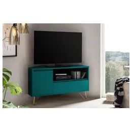 TV-Board Salesfever "Bolton Moderne TV-Eckkommode", blau (petrol, gold), B:100cm H:58cm T:50cm, MDF, Metall, Sideboards, TV-Board, Eckl&ouml;sung, TV-Kommode matt lackiert, Push-to-open Funktion