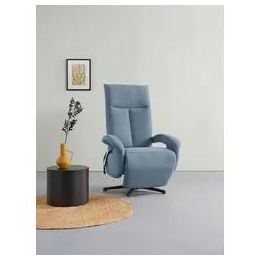 Sit & More TV-Sessel SIT & MORE "Tycoon", blau (hellblau), B:74cm H:117cm T:85cm, 98% Polyester 2% Polyamid, Sessel, wahlweise manuell, mit zwei Motoren oder mit Akku oder mit 2 Motoren