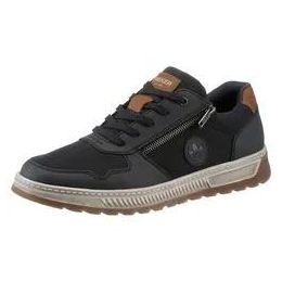 Sneaker Rieker, Herren, Gr. 45, bunt (dunkelblau, braun), Nubuklederimitat, unifarben mit Farbeinsatz, Schuhe Sneaker, Freizeitschuh, Halbschuh, Schn&uuml;rschuh mit Kontrastbesatz, Topseller