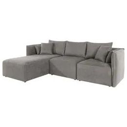 Ecksofa OTTO HOME "N&ouml;re L-Form", grau (hellgrau), B:262cm H:74cm T:172cm, Samtoptik (100% Polyester);Struktur (100% Polypropylene);Webstoff (100% Polyester);Struktur fein (100% Polyester);Luxus-Microfaser Lederoptik (100% Polyester);Baumwoll-/Leinenmix (60% Baumwolle/40% Leinen), Sofas, Ecksofa, 3 Teile, in vielen Bezugsqualit&auml;ten und Farben. Modulteile s. "N&ouml;re"