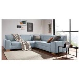 Ecksofa DOMO collection "Incanto kubische Formensprache, komfortabel, flache Armlehnen, L-Form", blau (eisblau), B:260cm H:81cm T:260cm, Sofas, Ecksofa, wahlweise mit Bettfunktion