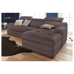 Ecksofa exxpo - SOFA FASHION "Lotos, bequem und funktionell, Federkern, Breite 242cm, L-Form", braun (schoko), B:242cm H:92cm T:98cm, NaturLEDER (echtes Rindsleder) in Sitz und R&uuml;cken. Korpus in passendem Kunstleder SOFTLUX bezogen;Luxus-Kunstleder, Sofas, Ecksofa, mit Kopf- bzw. R&uuml;ckenverstellung, wahlweise mit Bettfunktion