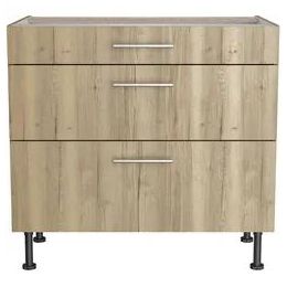 Unterschrank Optifit "Klara", braun (wildeiche), B:90cm H:87cm T:58,4cm, Holzwerkstoff, Schr&auml;nke, Unterschrank, Breite 90 cm