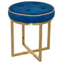 Polsterhocker Home Affaire, blau, B:42cm H:46cm T:42cm, Samtbezug 100% Polyester, Hocker, Sitzhocker