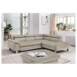 Ecksofa COTTA "Komaris L-Form, B: 249 cm", grau, B:249cm H:72cm T:100cm, Microfaser PRIMABELLE (100% Polyester);Kunstleder SOFTLUX;Feinstruktur (100% Polyester);Kunstleder SOFTLUX/Struktur (100% Polyester);NaturLEDER, Sofas, Ecksofa, mit Kopfteilverstellung, optional Bettfunktion, Bettkasten & Licht