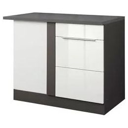 Eckunterschrank KOCHSTATION "KS-Brindisi", wei&szlig; (wei&szlig; hochglanz, grafit), B:110cm H:85cm T:60cm, Holzwerkstoff, MDF, Schr&auml;nke, Eckunterschrank, praktischer Stauraum in der Ecke