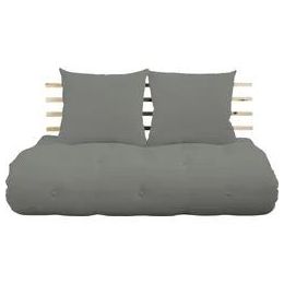 Schlafsofa KARUP DESIGN "Shinsano, futonstil, R&uuml;ckenrahmen und zweiteiligem Kissenset", grau, B:140cm, Sofas, Schlafsofa, aus massivem Kiefernholz, faltbarer Matratze, multifunktional, Scandi