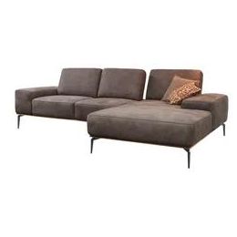 Ecksofa W.Schillig "run, Designsofa mit tollem Sitzkomfort, bequem, L-Form", braun (mocca s37), B:279cm H:88cm T:178cm, Longlife Xtra-Leder Z73: Naturwalkleder der Luxusklasse aus den erlesensten Rohh&auml;uten. Hautst&auml;rke 1, 1 &ndash; 1, 3 mm;ROHLEDER Jacquard-Flachgewebe Q2 W60 (63% Polyester, 37% Polyacryl);ROHLEDER Chenille-Flachgewebe Q2 W77 (68% Polyacryl, 32% Polyester);Stoff S37 (100% Polyester), Sof