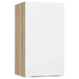 H&auml;ngeschrank KOCHSTATION "KS-Aken", wei&szlig; (wei&szlig;, wildeiche nachbildung), B:40cm H:70,4cm T:34,6cm, Schr&auml;nke, H&auml;ngeschrank