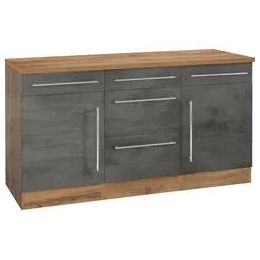 Unterschrank KOCHSTATION "KS-Samos", grau (beton oxid), B:150cm H:85cm T:60cm, Holzwerkstoff, Schr&auml;nke, Unterschrank, Breite 150 cm