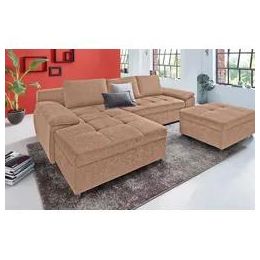 Ecksofa Home Affaire "Labene L-Form", braun (nuss), B:270cm H:82cm T:90cm, Struktur fein (95% Polyester, 5% Polyamid);Luxus-Microfaser ALTARA NUBUCK (100% Polyester);Kunstleder SOFTLUX / Struktur (100% Polyester);Struktur (100% Polyester);Flachgewebe (95% Polyester, 5% Polyamid), Sofas, Ecksofa, wahlweise mit Bettfunktion und Bettkasten, auch als XXL-Variante