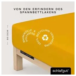 Spannbettlaken Schlafgut "Cool Contact", gelb (gelb deep), L:200cm, Microfaser, Obermaterial: 100% Polyester, Bettlaken, Spannbettlaken, 100% gek&auml;mmte Mikrofaser