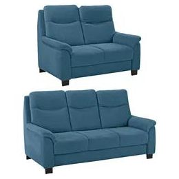 Sitzgruppe Home Affaire "Boccaccio", blau (azure), Struktur weich, Sitzm&ouml;bel-Sets, mit Federkern, incl. Kopfteilverstellung